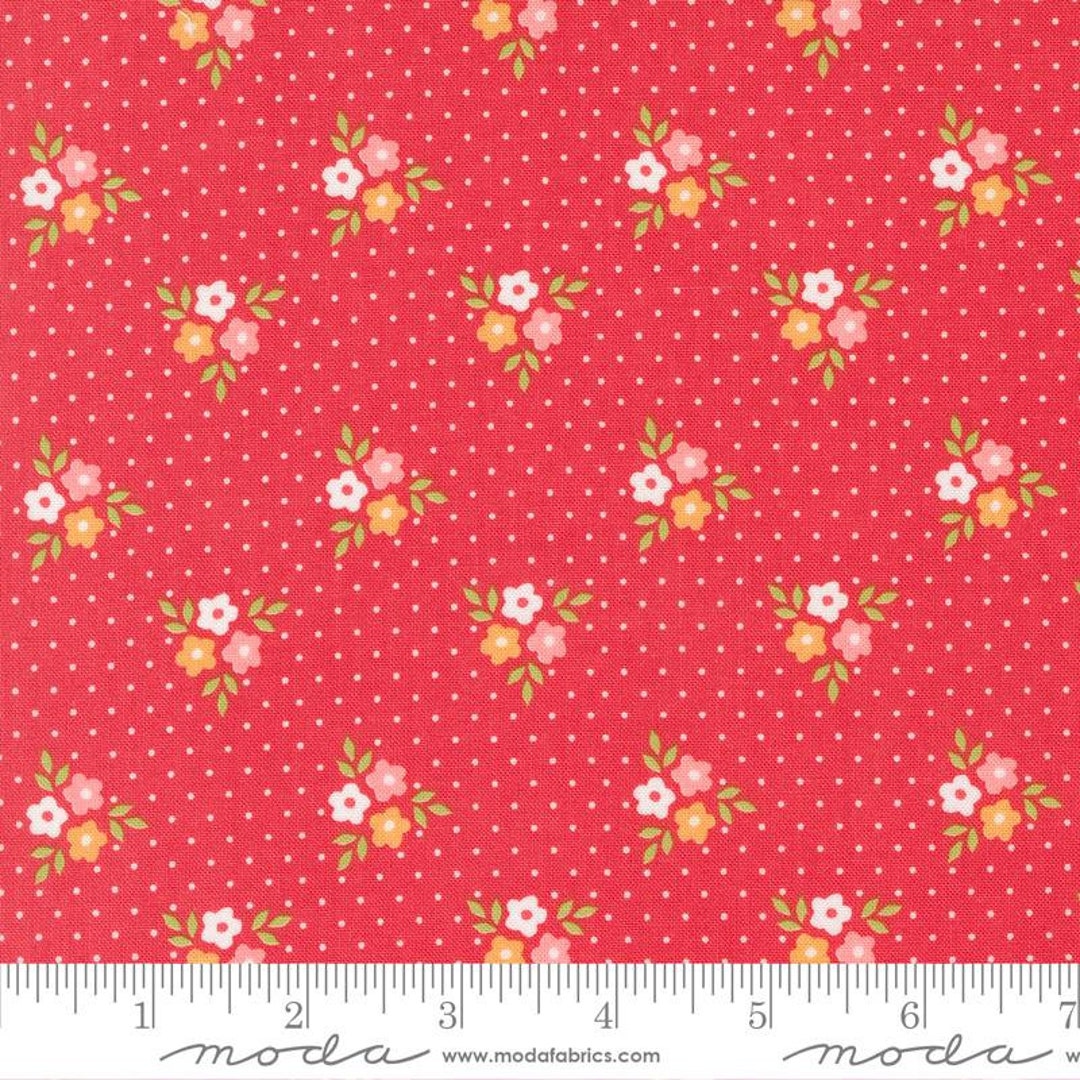 Strawberry Lemonade Bouquets Florals Dots in Strawberry Red by Sherri ...