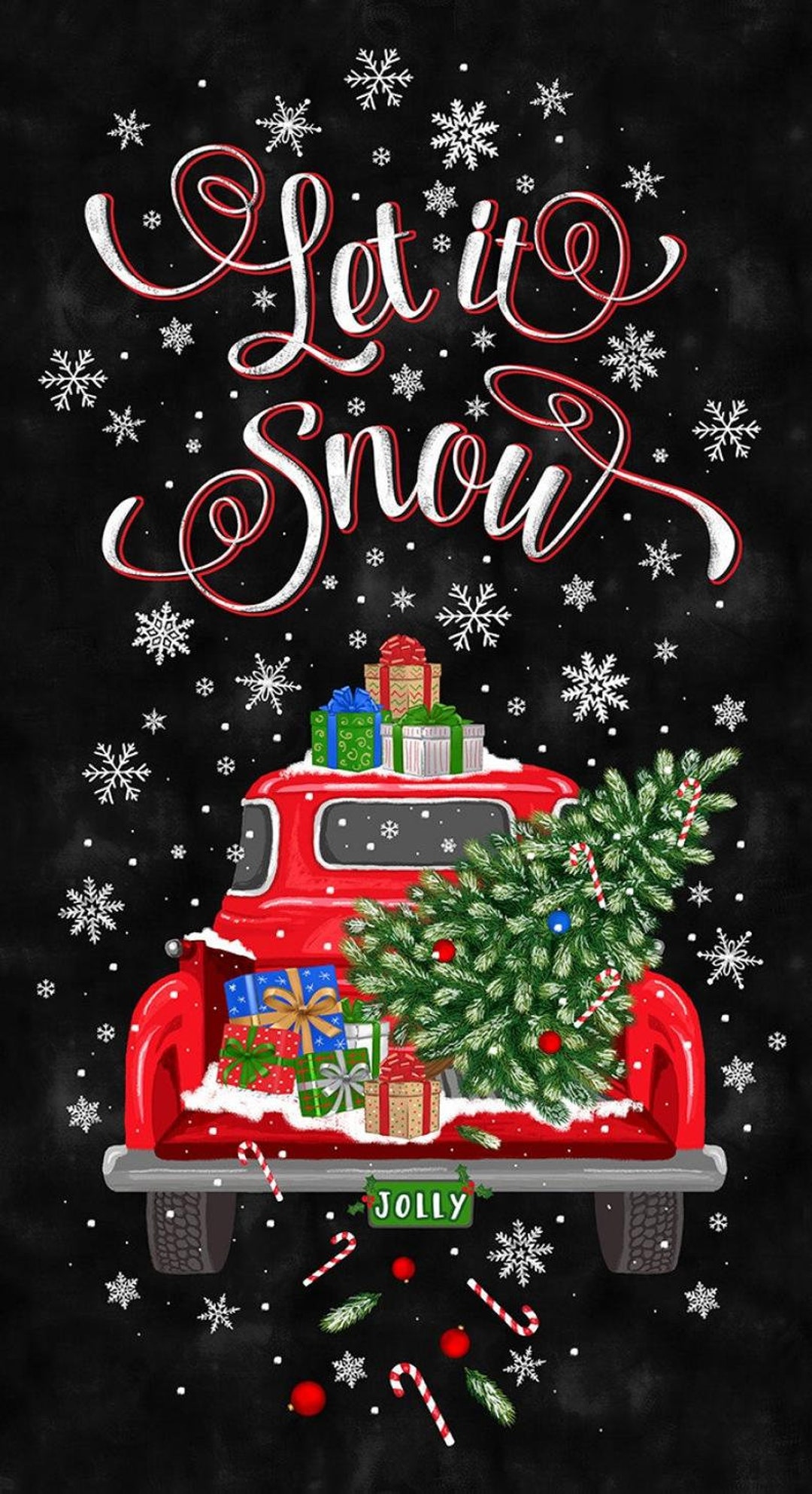 Let It Snow Classic Red Truck Christmas Tree, Gifts, Holiday 24 X 44 ...