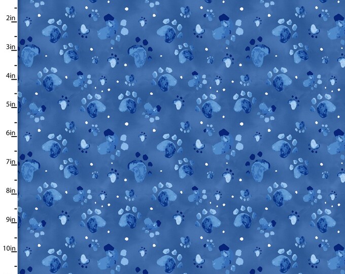 A Dog's Life Dog Paws in Blue by 3 Wishes 42 Inches Wide - Etsy