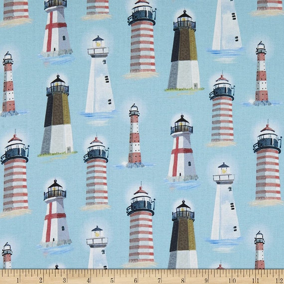 Lighthouse Ocean Blue in Teal Digital by Thomas Little for - Etsy