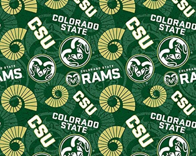 NCAA Colorado State Rams CSU-1178 Green College Logo Cotton Fabric by ...