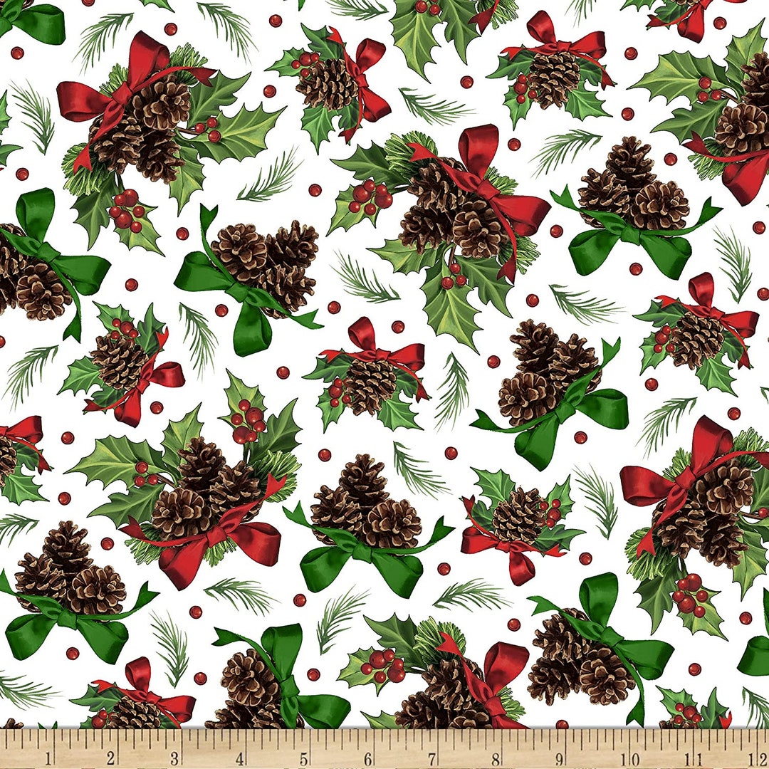 Winter Greetings in Holly and Pine in White by Gina Jane Lee for ...