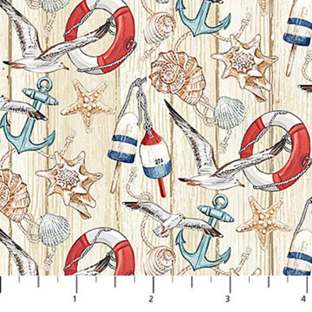 Beach Therapy Beach Paraphernalia in Sand Multi by Deborah Edwards for ...
