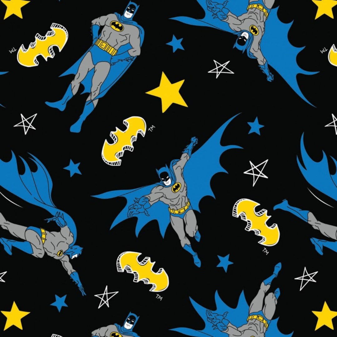 DC Comics Doodle Batman Knit in Black by Camelot Fabrics 58-60 Inches ...