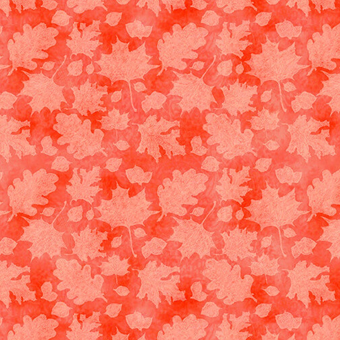 Golden Days Tossed Tonal Leaves in Coral by D Donfrancisco for - Etsy