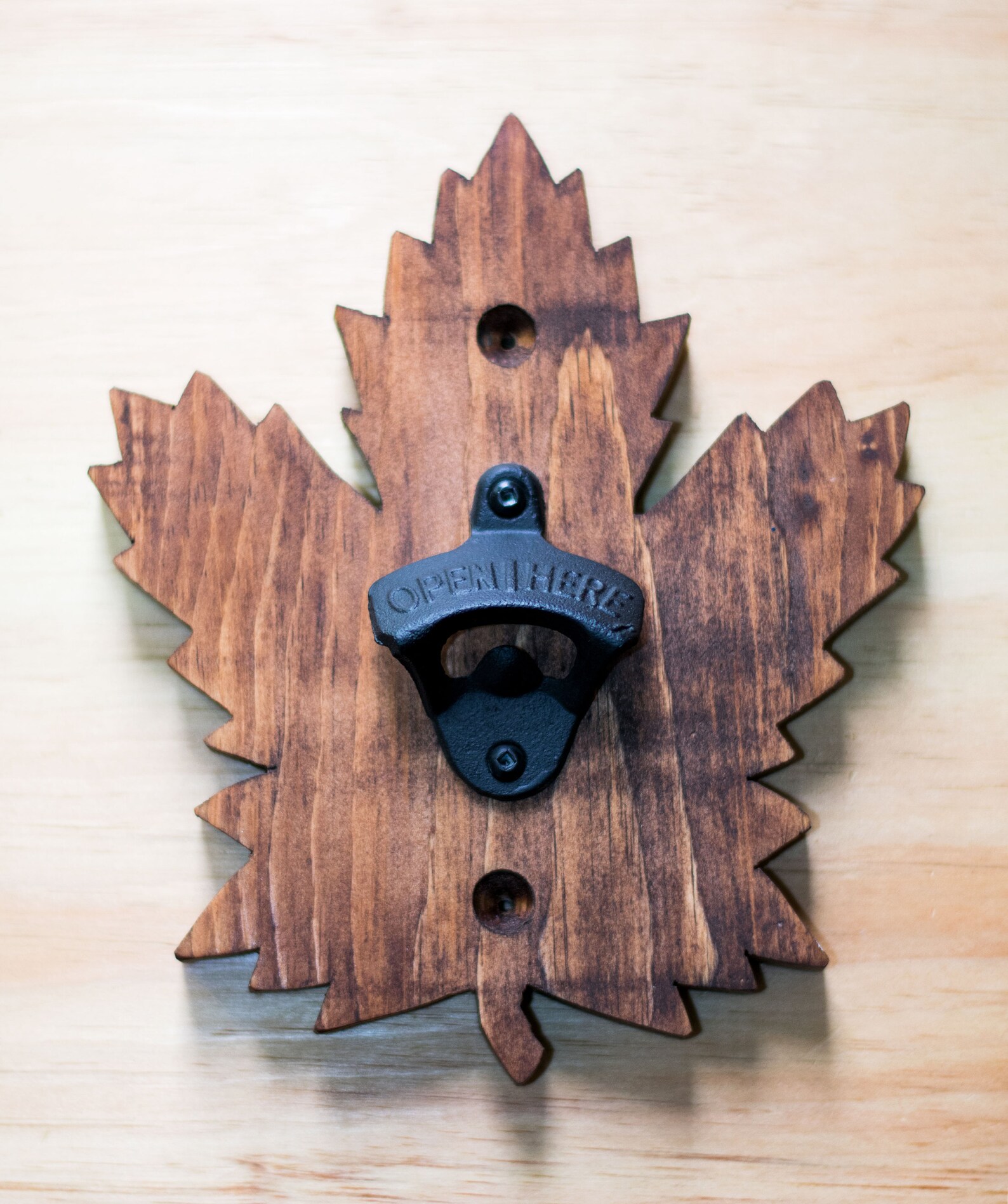 Maple Leaf Wall Mounted Rustic Bottle Opener for Beer Soda | Etsy