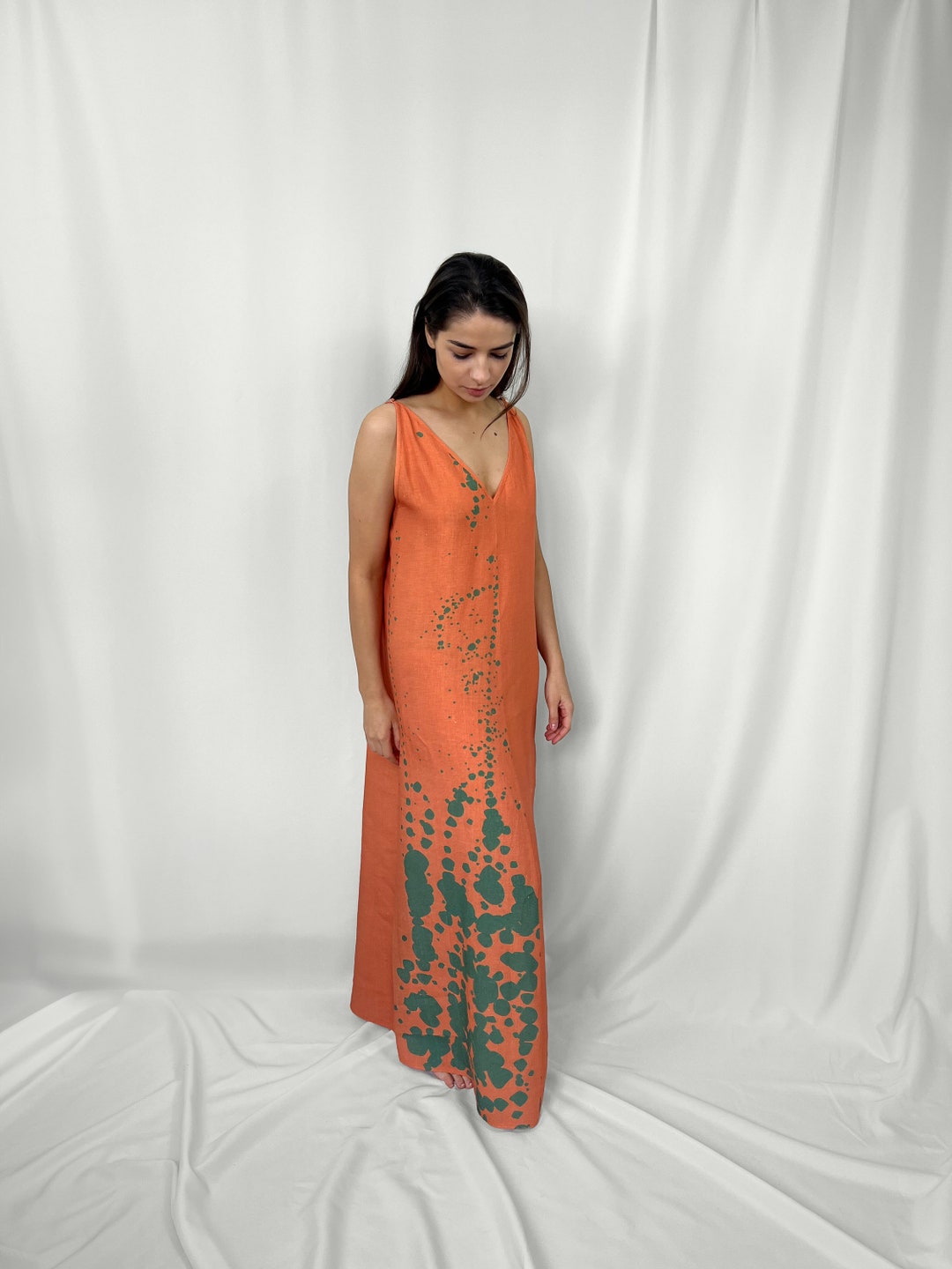 Long Linen Dress, Linen Resort Wear, Linen Beachwear Dress - Etsy