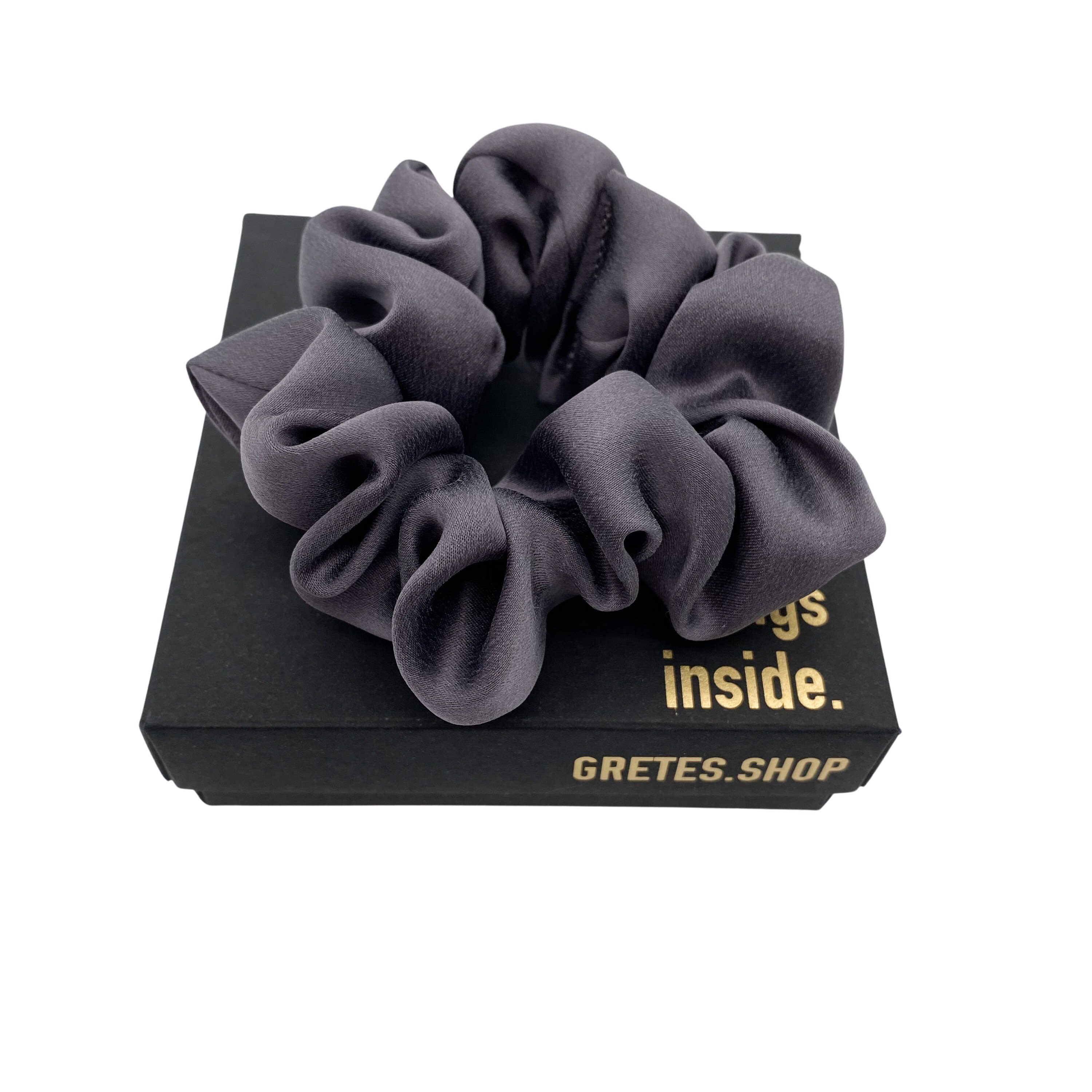 Small grey silk scrunchie, ponytail holder, hair accessories, 100% silk