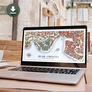 Hvar Coordinates Map | Instant PNG Download | Hvar Town, Hvar Island ...