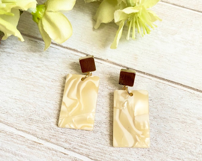 Vanilla Creme 14K Gold Plated Post Tortoise Dangle Earrings, Tortoise ...