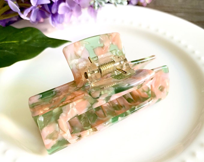 Yula Peach Tortoise Shell French Hair Claw Clip, Tortoise Shell Hair ...