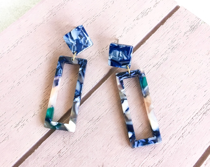 Sofia Azure Blue Tortoise Dangle Drop Earrings Tortoise Shell - Etsy