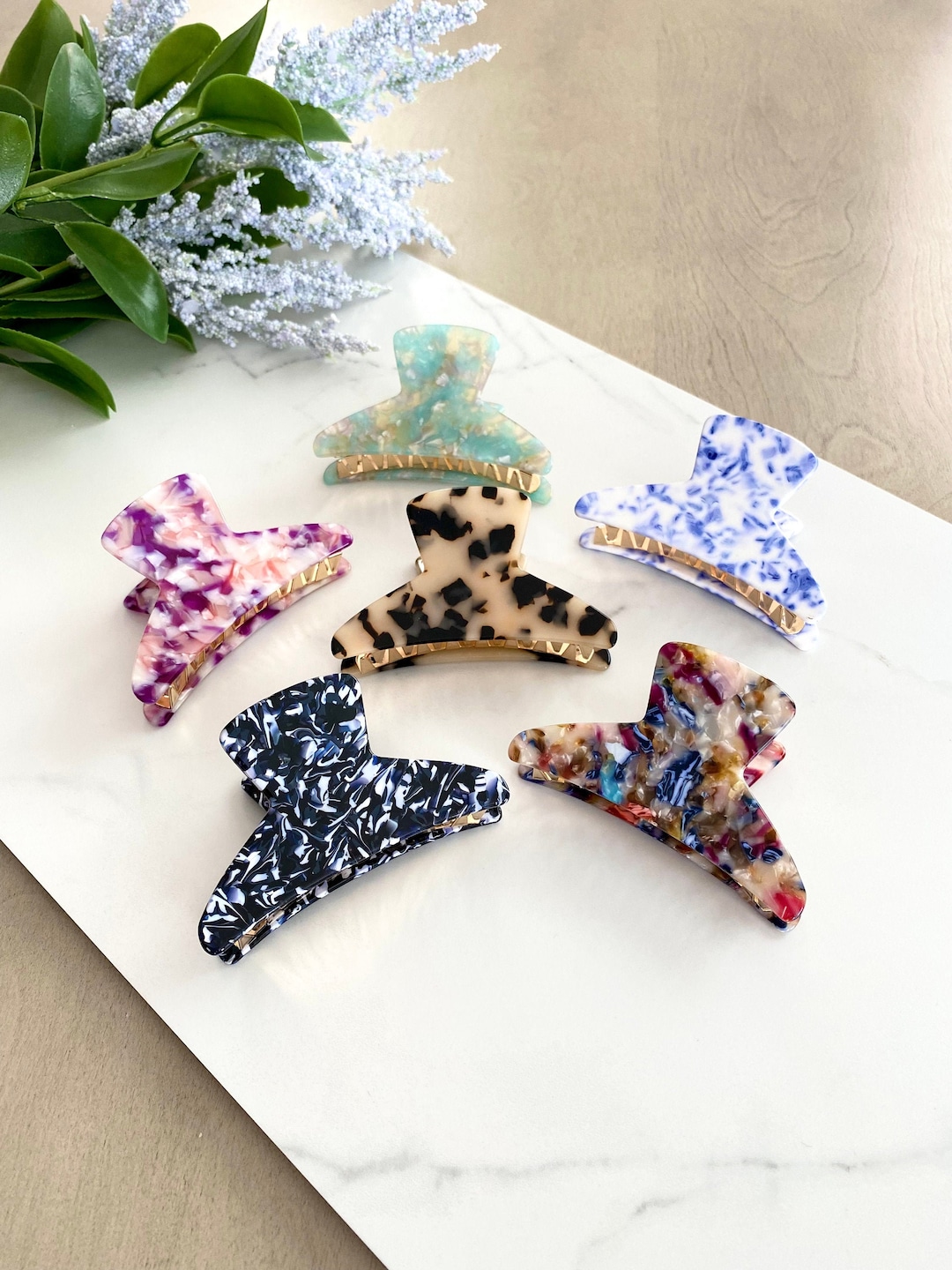 Arden French Hair Claws, Tortoise Shell Hair Clips, Acetate Hair Clip ...