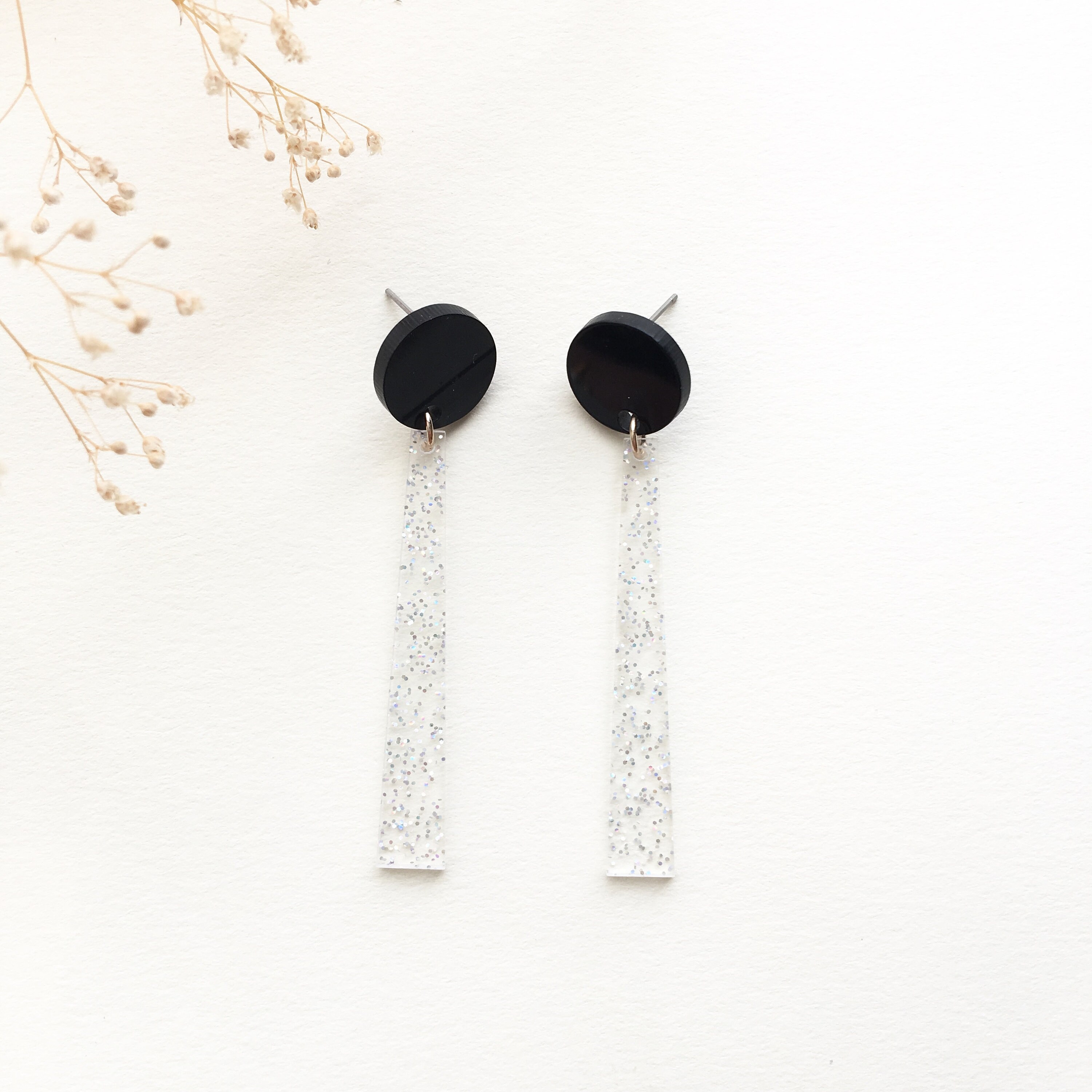 Stick Glitter Dangle Resin Earrings Resin Drop Dangle - Etsy