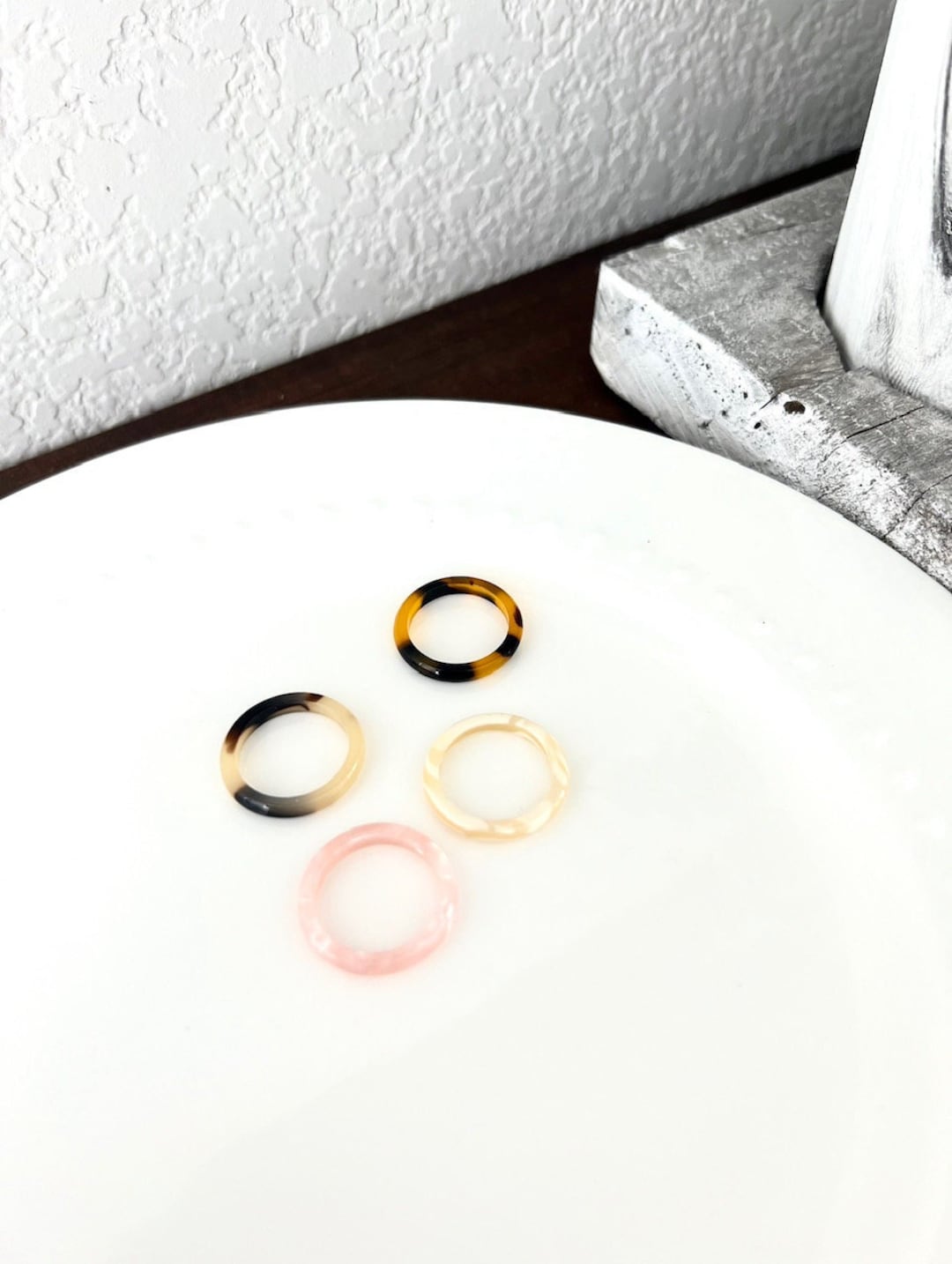 Tortoise Shell Acetate Ring, Minimalist Stacking Ring, Acrylic Ring ...