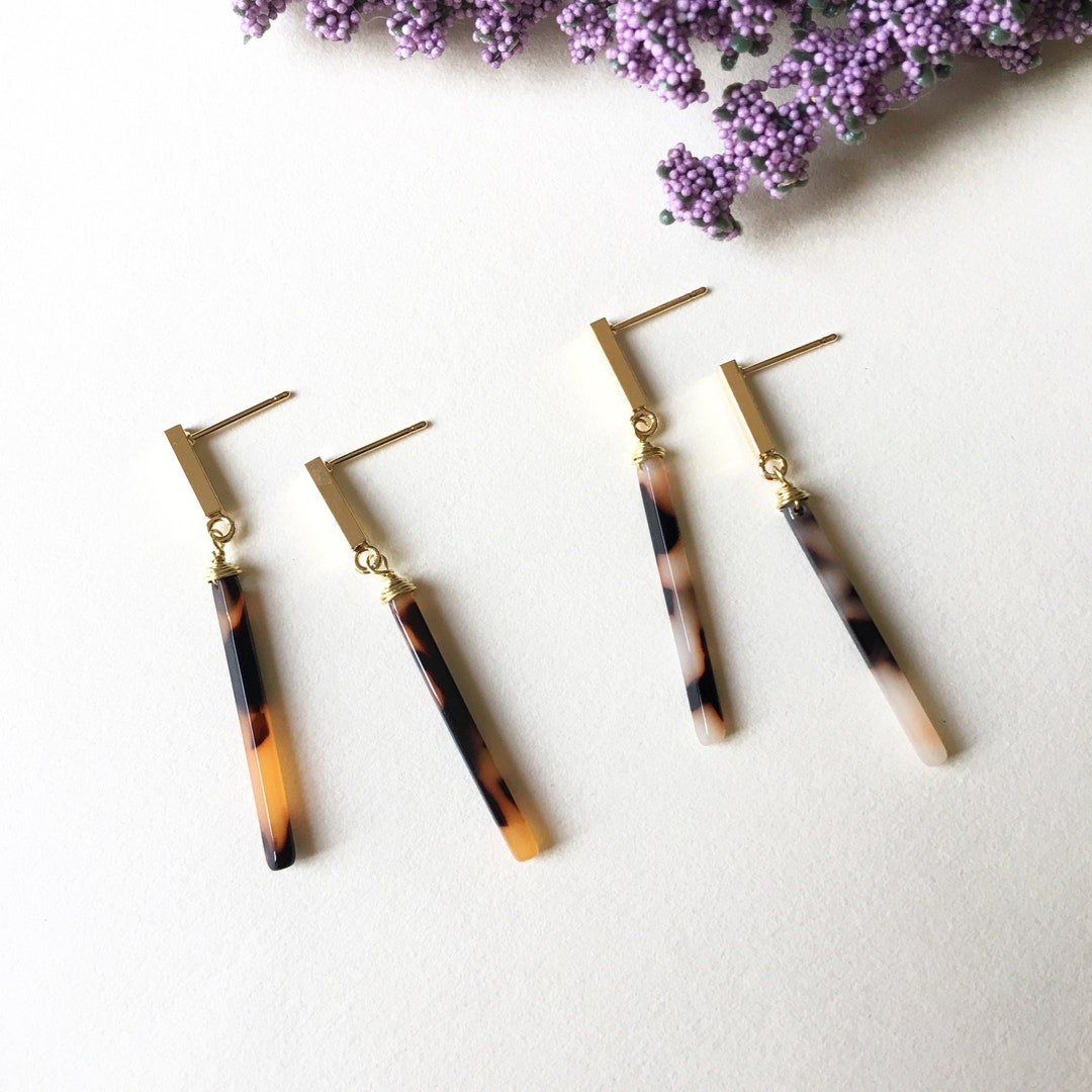 Bar Stick Dangle Tortoiseshell Earrings, Tortoise Shell Earrings ...