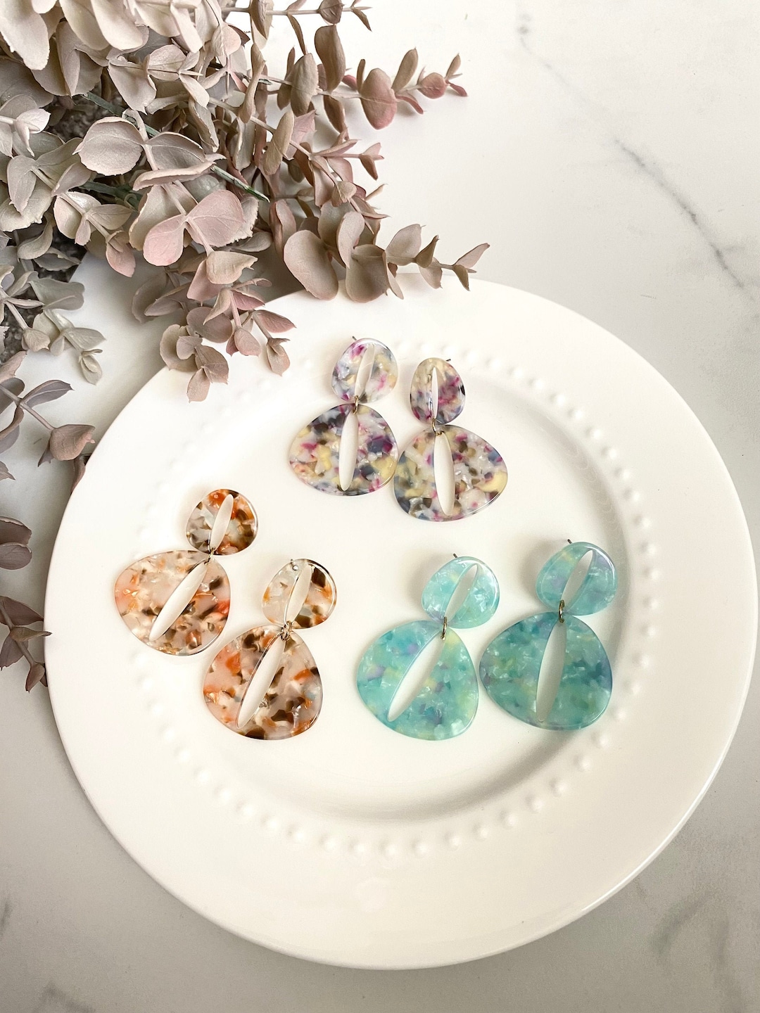 Elle Drop Dangle Tortoise Earrings, Tortoise Shell Earrings, Acetate ...