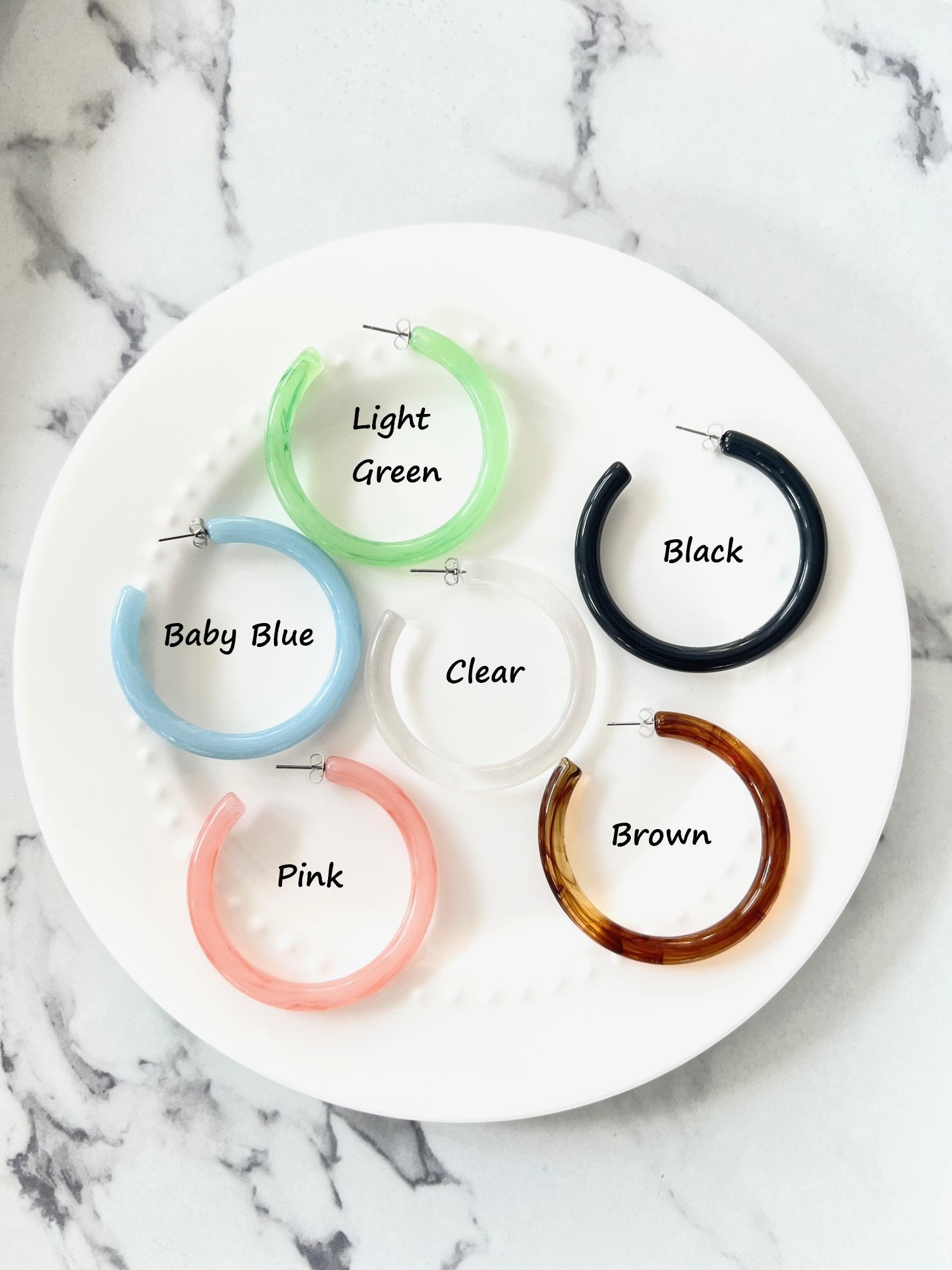 Pastel Lucite Clear Earrings, Clear Hoop Earrings, Acrylic Earrings ...