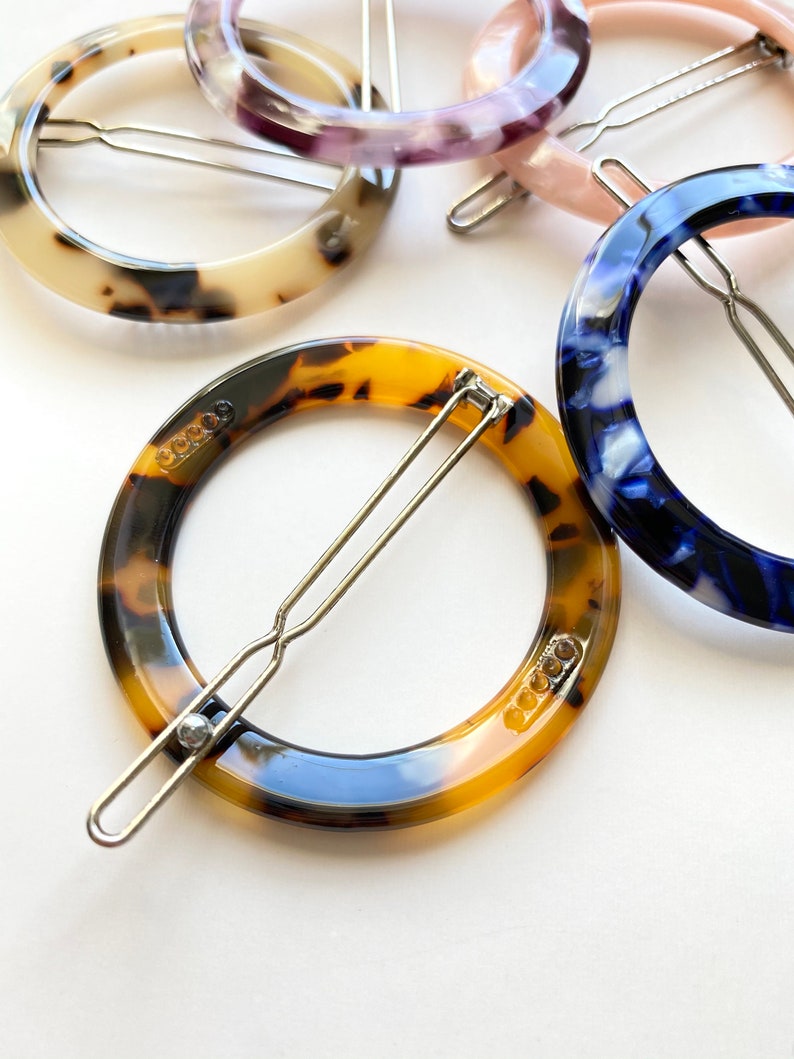 Circle Round Tortoise Shell Hair Clip Round Ring Barrette - Etsy