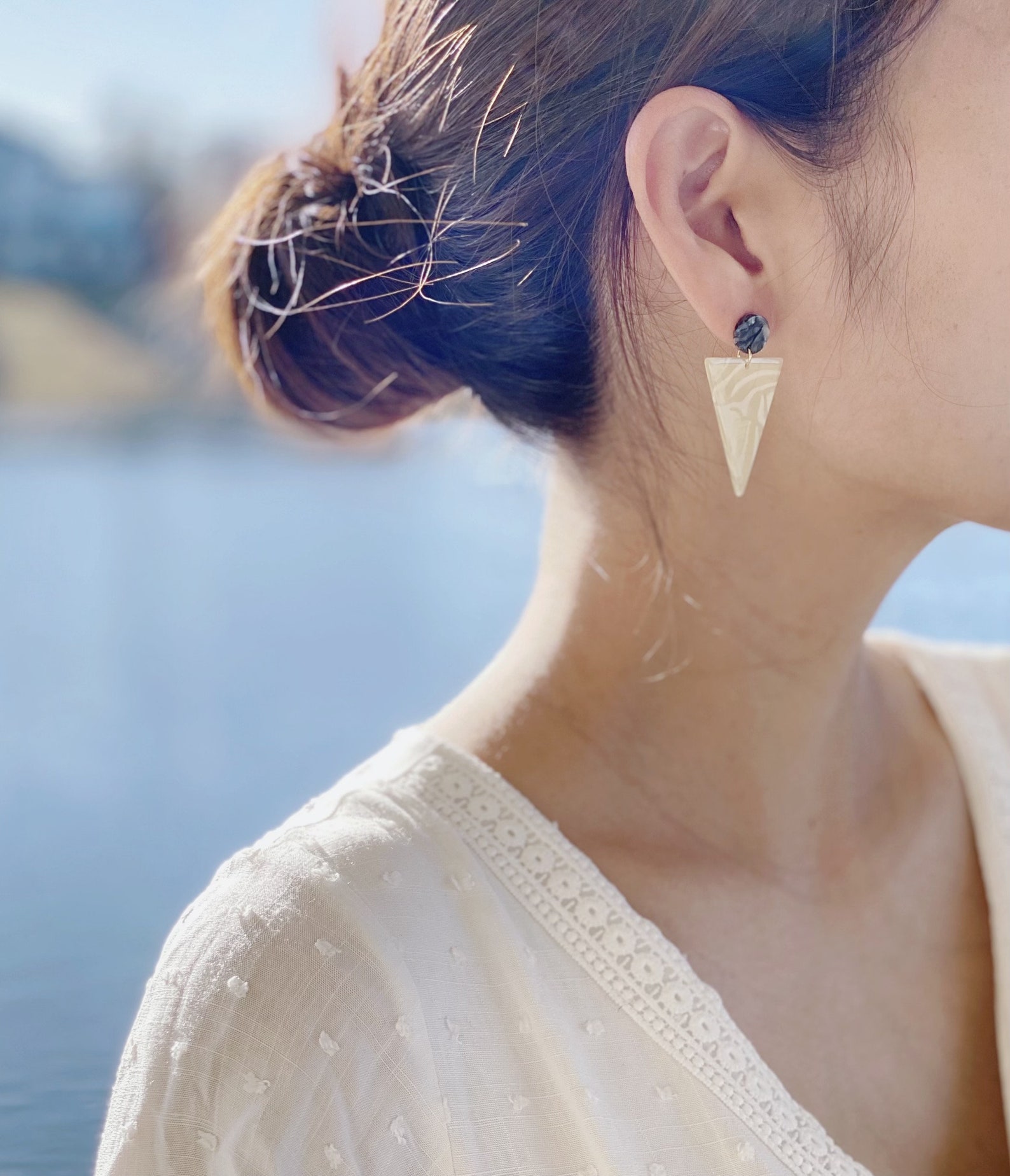 Inverted Triangle Drop Earrings Tortoise Shell Drop Earrings - Etsy