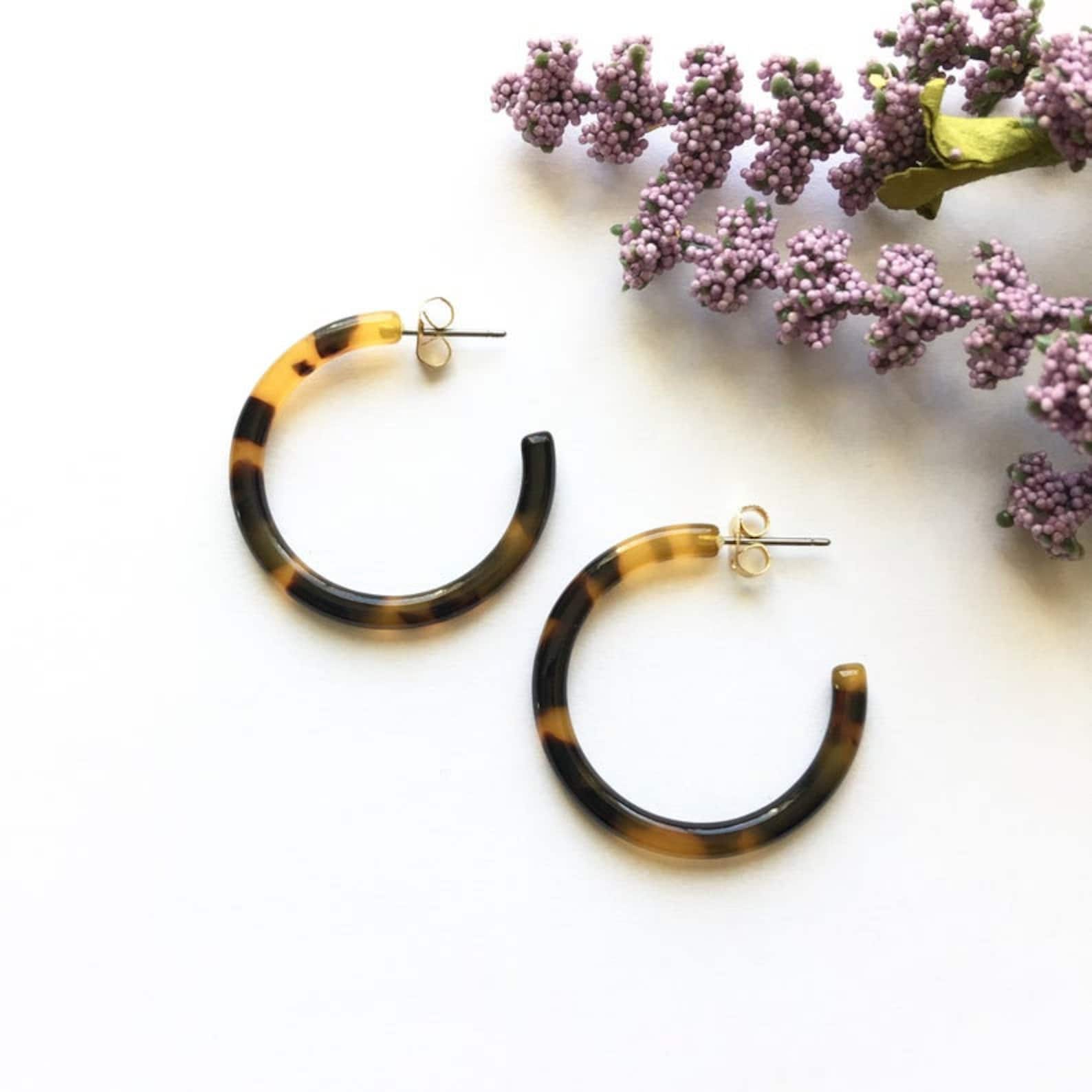 Brea Dark Brown Tortoise Hoop Earrings Tortoise Shell Hoop - Etsy