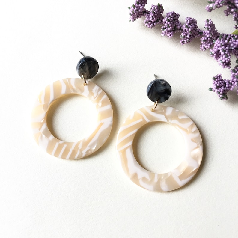 Round Drop Dangle Tortoise Shell Earrings Tortoise Shell | Etsy