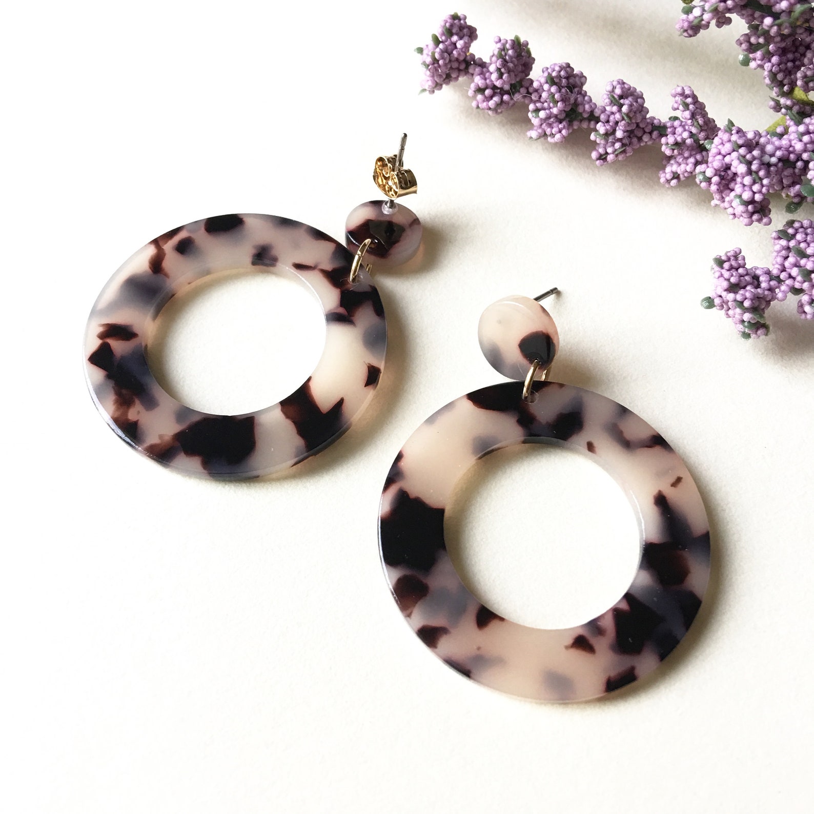 Round Drop Dangle Tortoise Shell Earrings Tortoise Shell | Etsy