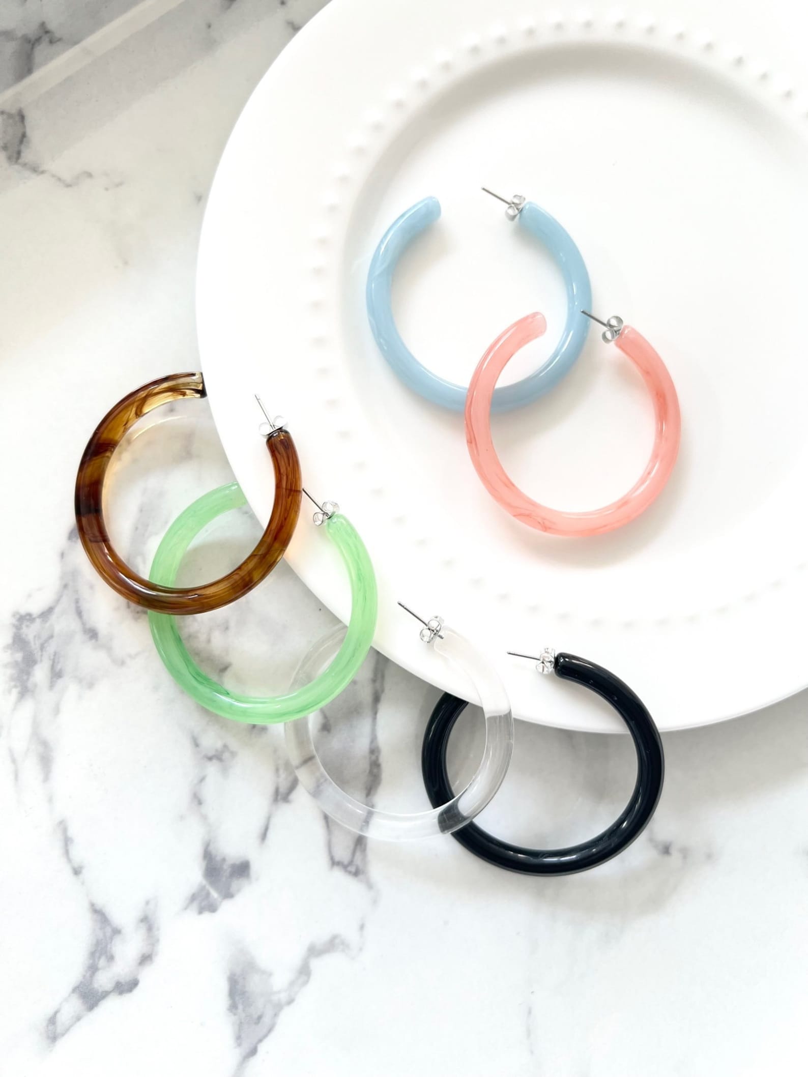 Pastel Lucite Clear Earrings, Clear Hoop Earrings, Acrylic Earrings ...