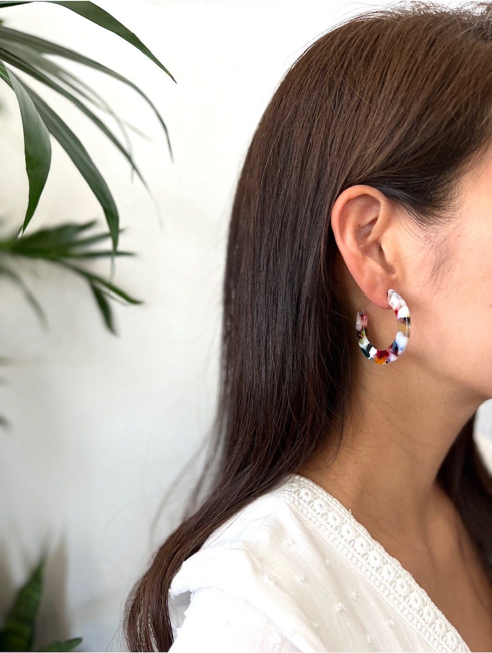 Rainbow Tortoise Hoop Earrings Lightweight Tortoise Shell - Etsy