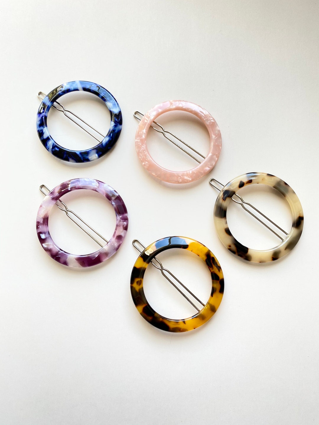 Circle Round Tortoise Shell Hair Clip | Round Ring Barrette | Circle ...