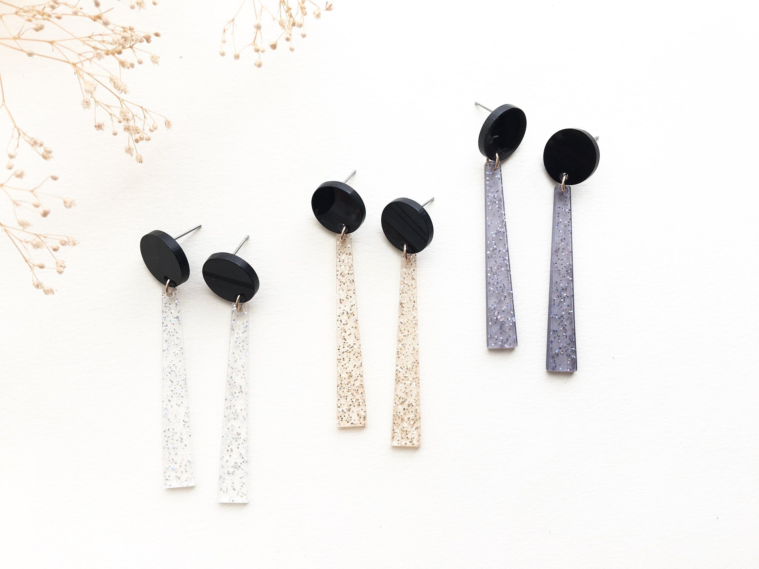 Stick Glitter Dangle Resin Earrings | Resin Drop Dangle Earrings | Bar ...