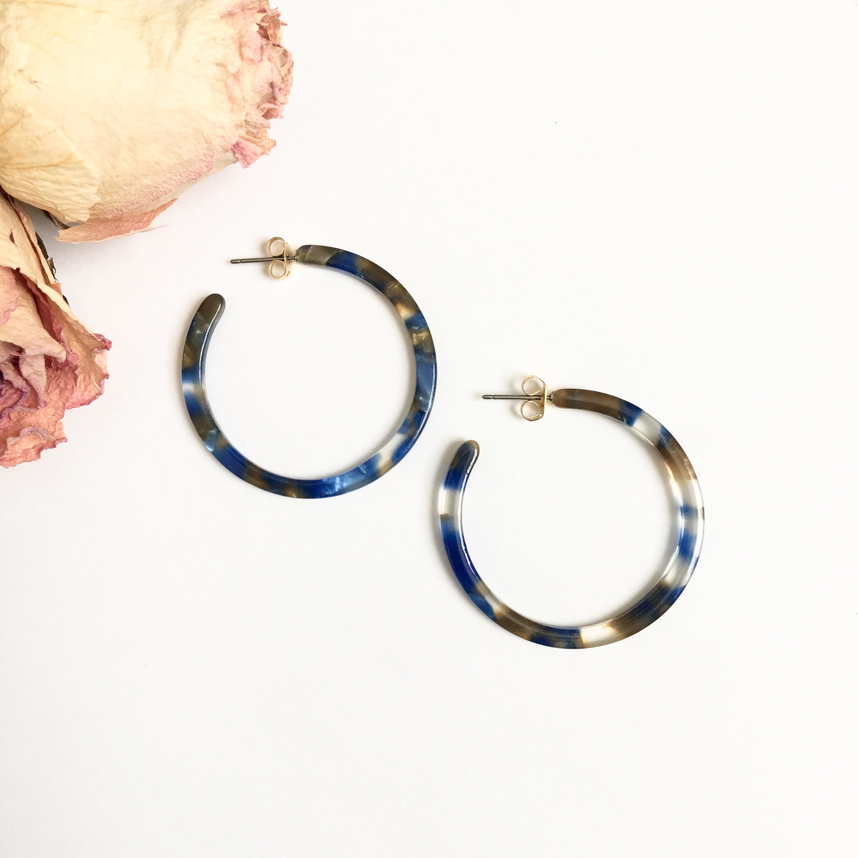 Royal Blue Tortoise Hoop Earrings Dainty Tortoise Shell Hoop | Etsy