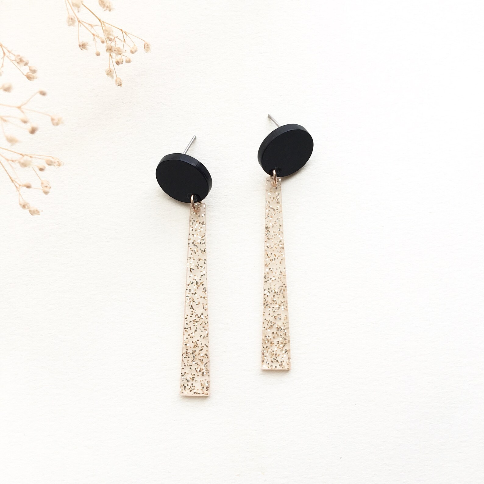 Stick Glitter Dangle Resin Earrings Resin Drop Dangle - Etsy