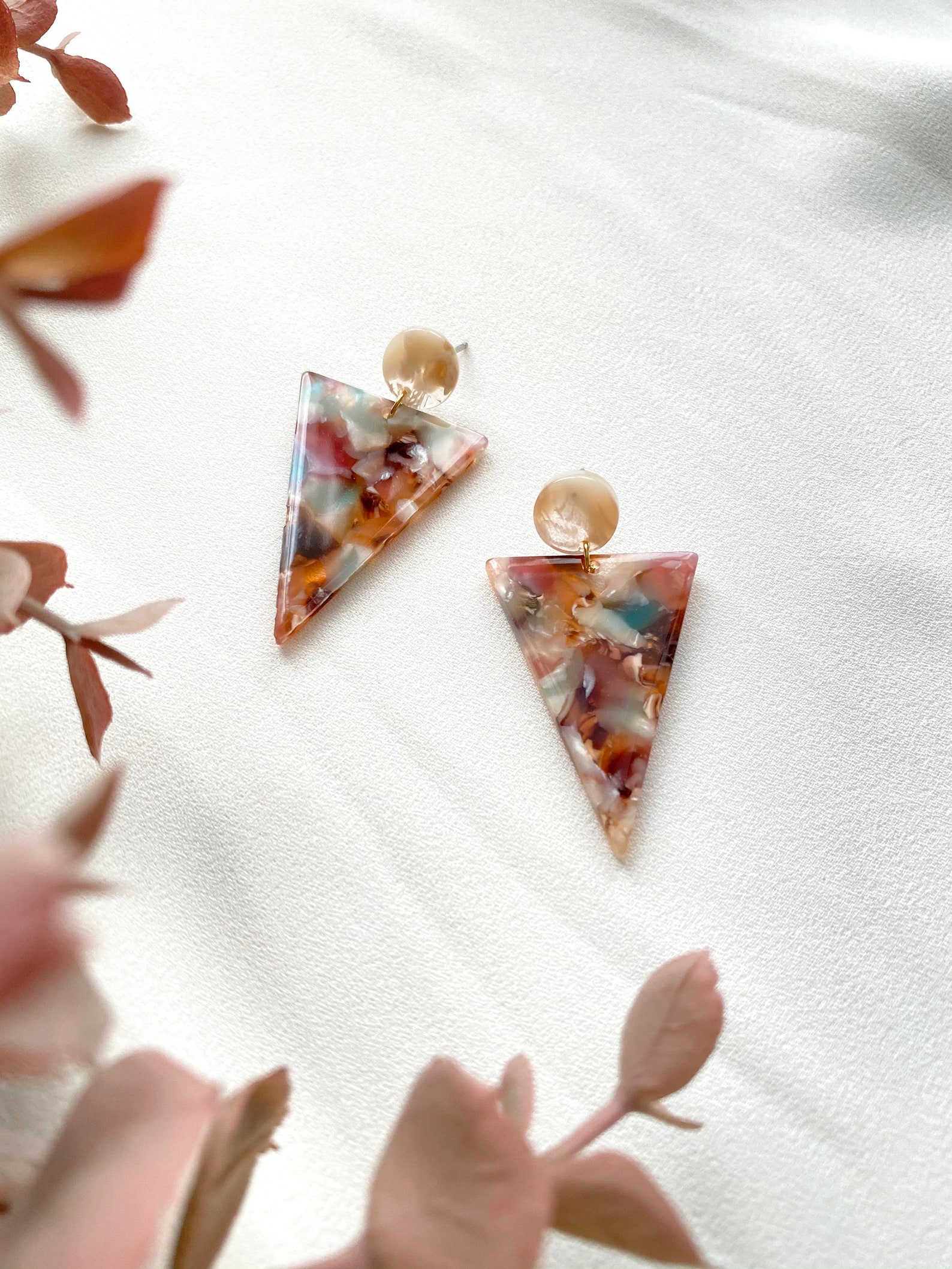 Inverted Triangle Drop Earrings Tortoise Shell Drop Earrings - Etsy