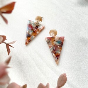 Inverted Triangle Drop Earrings, Tortoise Shell Drop Earrings ...