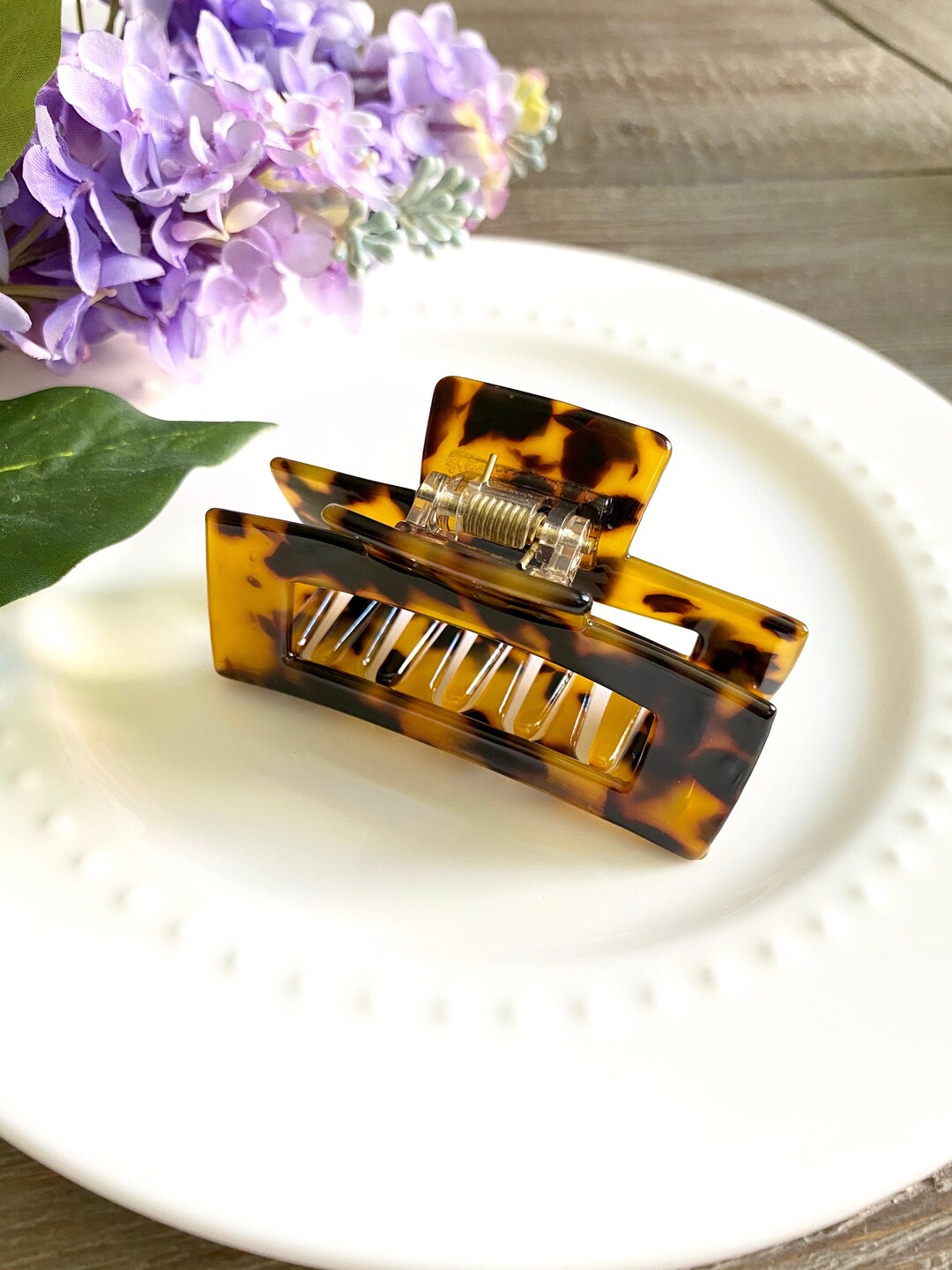 Yula Brown Tortoise Shell French Hair Claw Clip, Tortoise Shell Hair ...