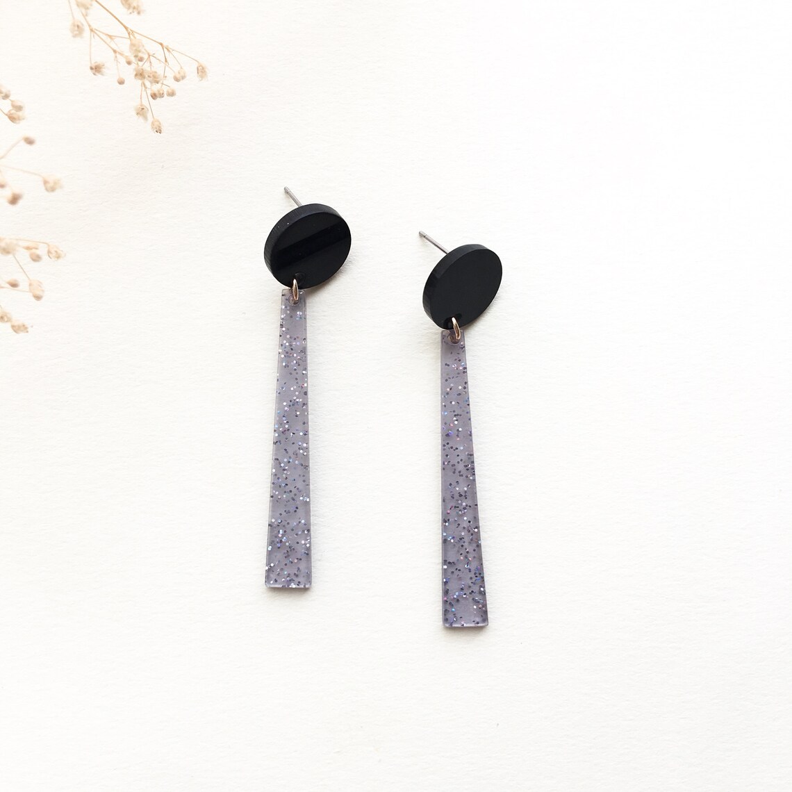 Stick Glitter Dangle Resin Earrings Resin Drop Dangle - Etsy