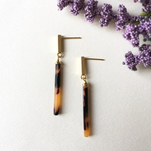 Bar Stick Dangle Tortoiseshell Earrings, Tortoise Shell Earrings ...