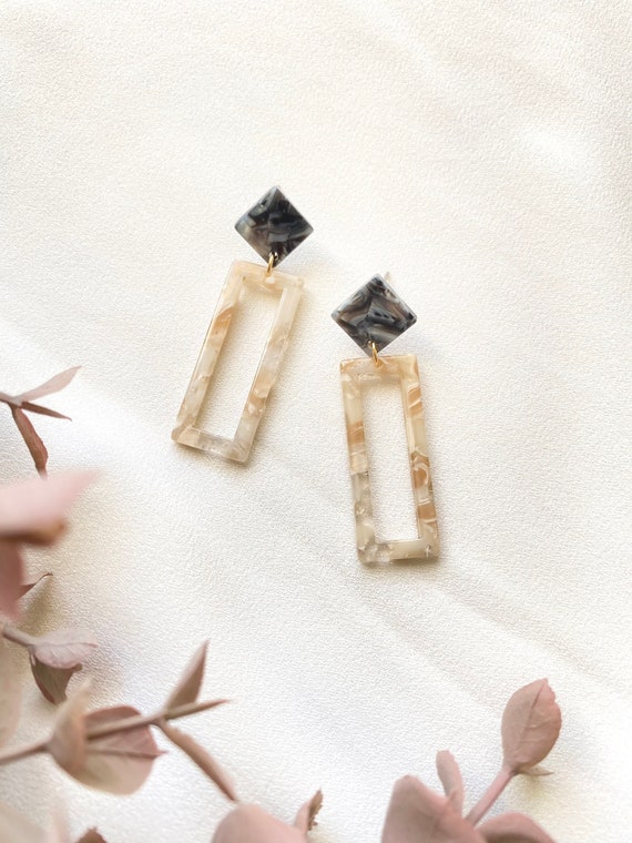 Sofia Vanilla Creme Tortoise Dangle Drop Earrings Tortoise - Etsy
