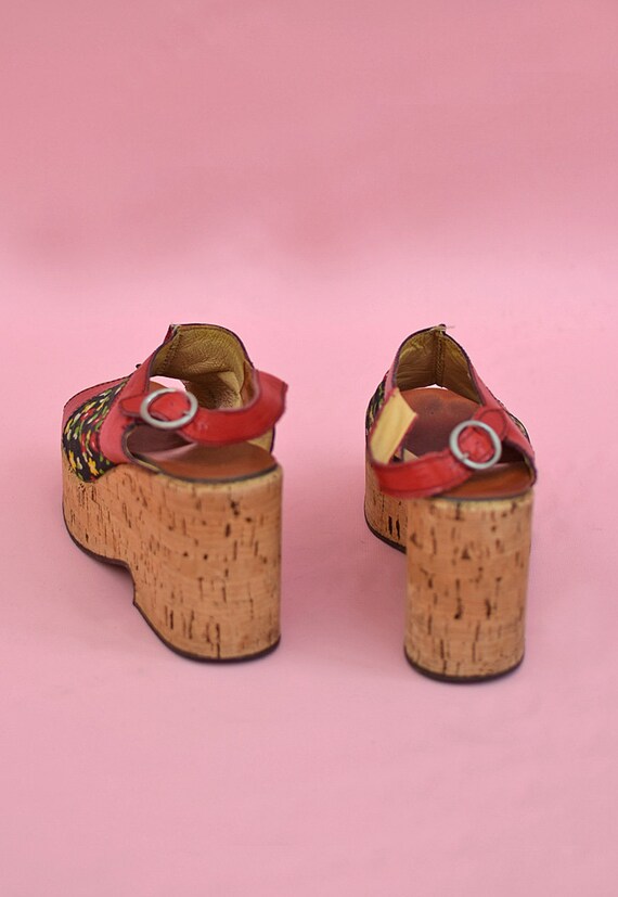 Original 1970s Platform Shoes Sandals Slingbacks Red … - Gem