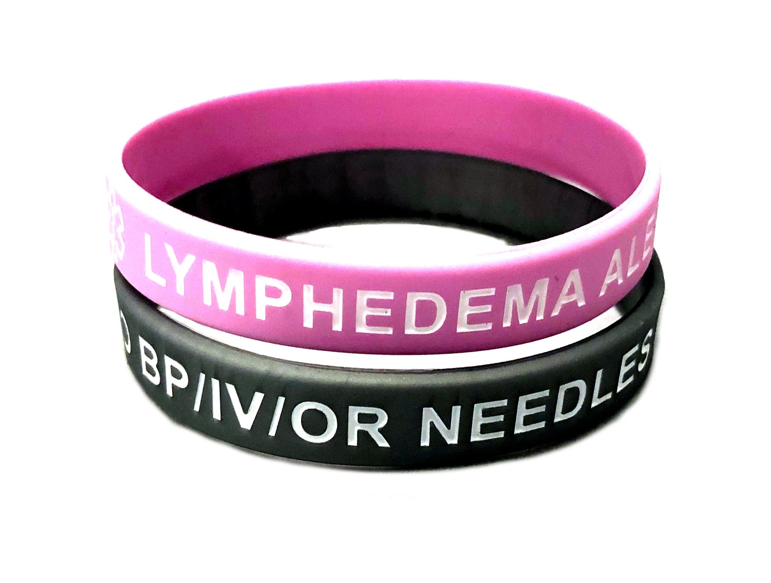 Adult Lymphedema Alert - No Bp/iv/needles Silicone Bracelet (lot of 2 ...