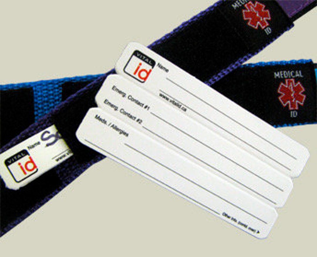 Vital Id Replacement Tabs for Adjustable Bracelet Tri Fold or Singles ...