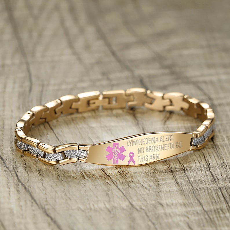 CUSTOM ENGRAVE - 4 Colors! Medical Alert ID Lymphedema No Bp Link ...