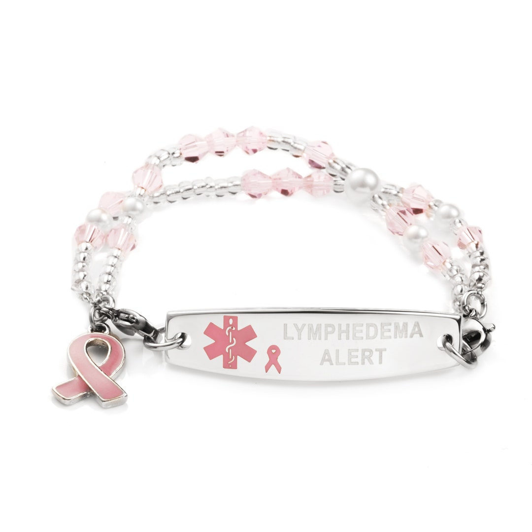 Pink Ribbon Charm Double Strand Beaded Bracelet 2 Choices - Lymphedema ...