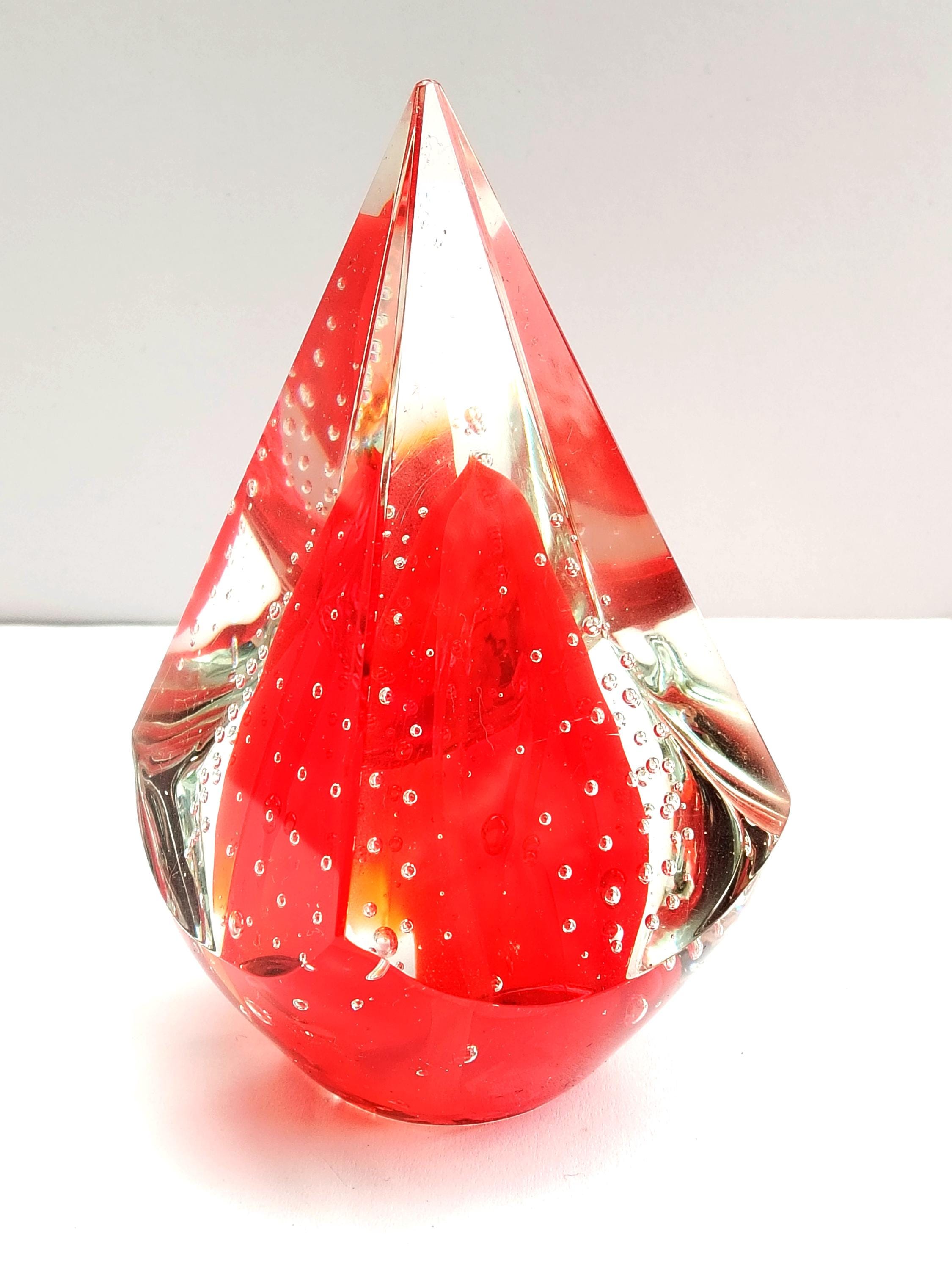 Art Glass Paperweight Vintage Murano Controlled Bubbles Rare Pyramid ...