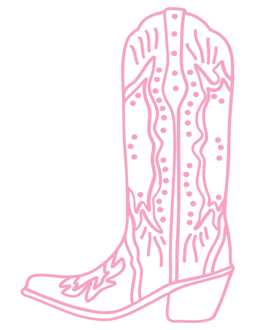 Pink Boot Western Cowgirl Bachelorette Nashville Etsy