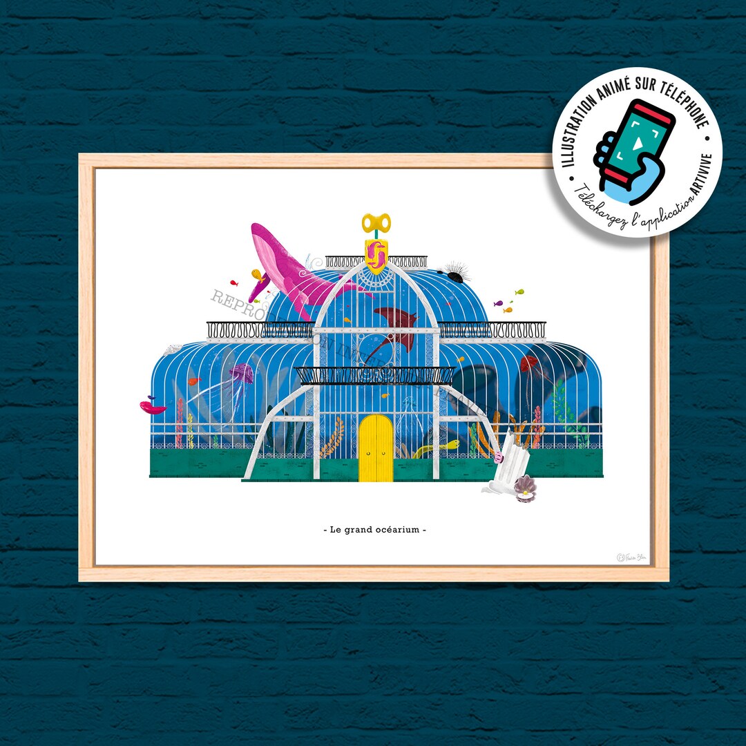 Oceanarium Poster With Colorful Illustration Fish or Whale Come to Life ...