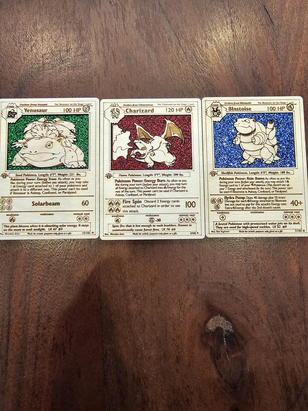 Custom Wooden Pokemon Cards - All Fossil, Base Set, and Jungle Cards ...