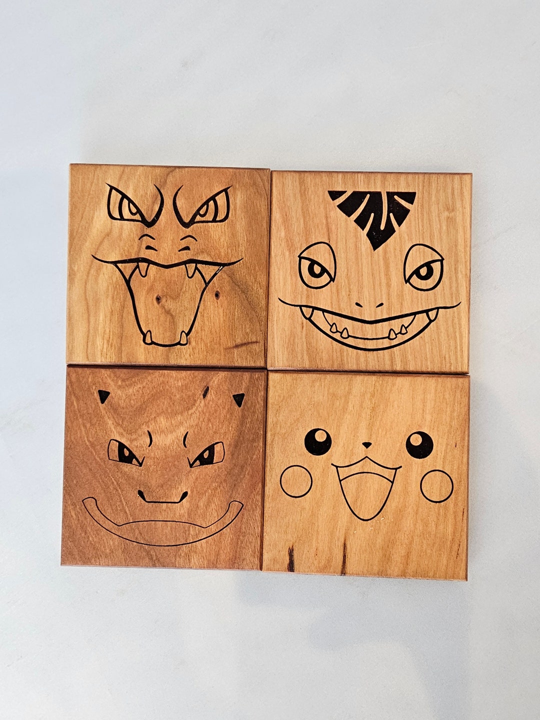 Custom Wooden Pokemon Coasters | Set of 4 | Pokemon Decor | Pokemon ...