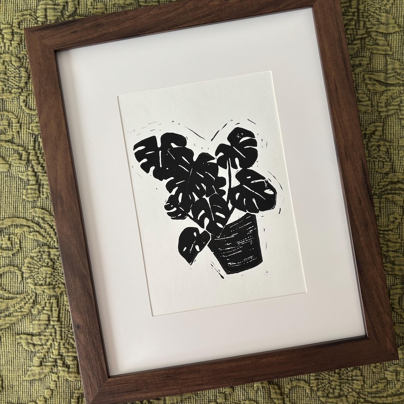 Monstera Deliciosa Linocut Print 5x7 (unframed) - Etsy